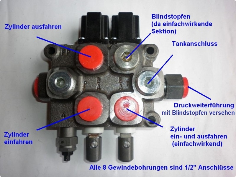 Hydraulikventil Steuergerät für Frontlader 2xdw 60l/min inkl ...